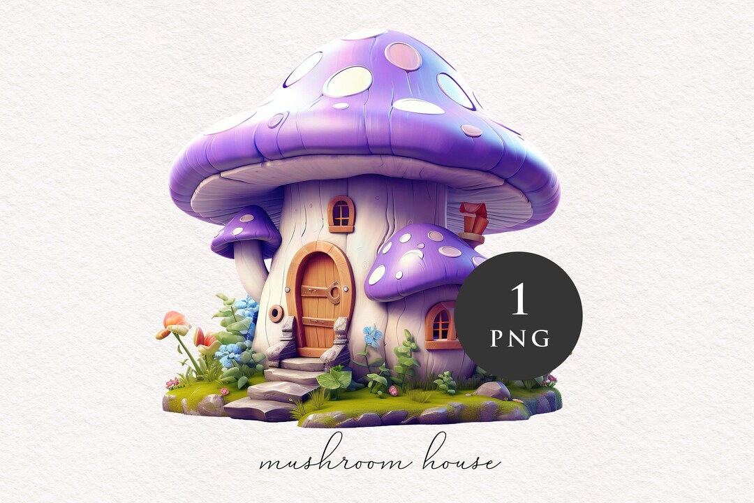 Toadstool House Watercolor Mushroom PNG Clipart Purple Fantasy ...