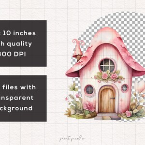 Pink Toadstool House Clipart Enchanted Mushroom Fairy PNG Pink ...