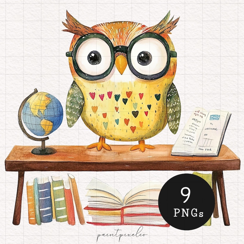 Wise Owl Clip Art - Etsy