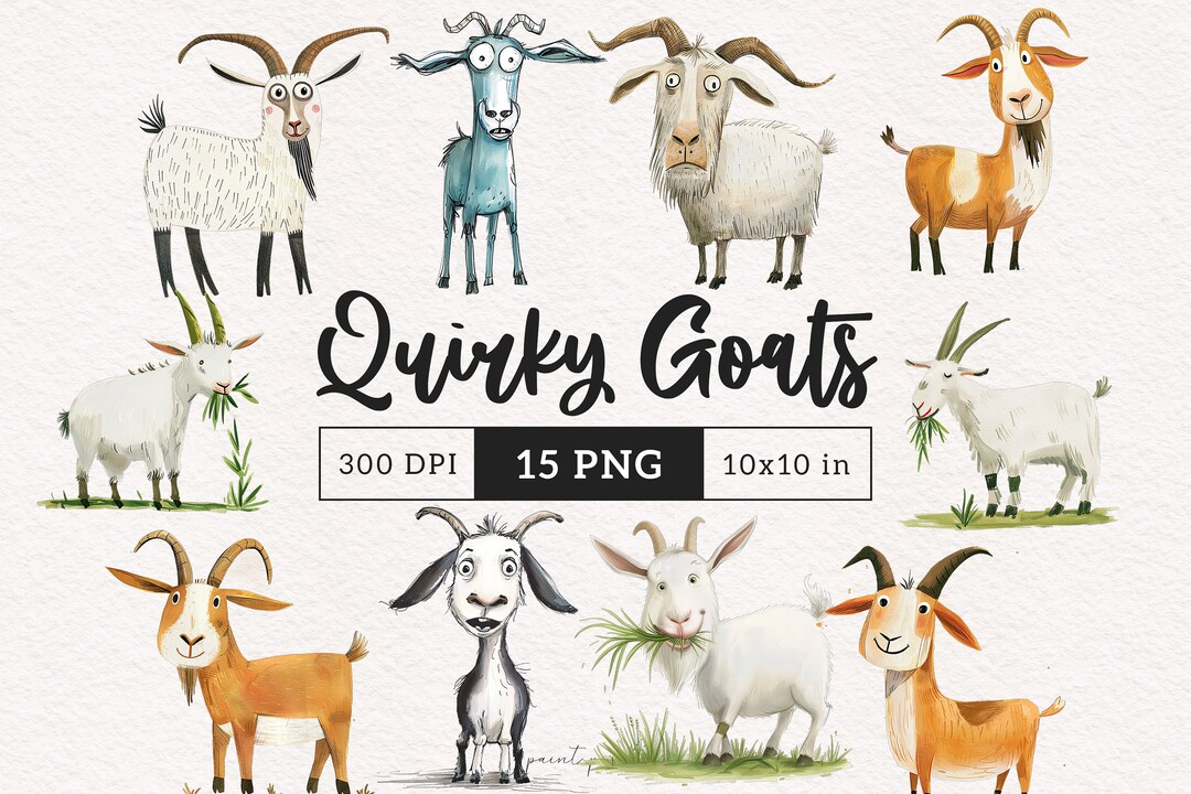 Quirky Goat PNG Funny Goat Clipart Silly Farm Animals Domestic Goat ...