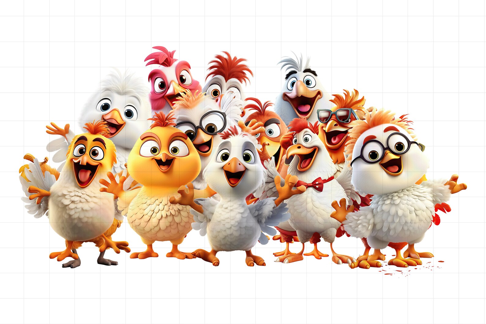 Funny Chicken Clipart PNG Cute Hen Rooster Clip Art Cartoon Chickens 3d ...