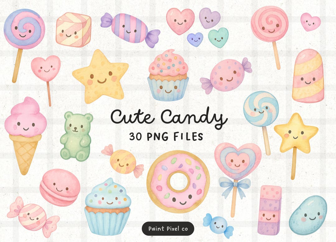 Cute Candy Clipart Bundle - Sweet Treats PNG Images (commercial Use ...