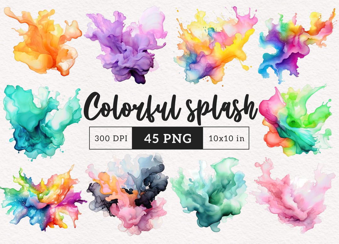 Pastel Watercolor Splash Clipart Alcohol Ink Splash PNG Paint Blotch ...