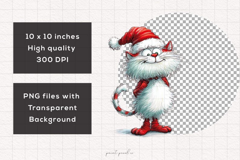 Quirky Christmas Cat Clipart Whimsical Funny Animals Silly Holiday Cats ...