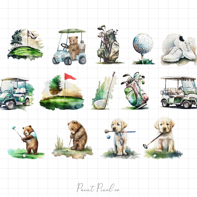 Golf Bear Clipart - Etsy Australia