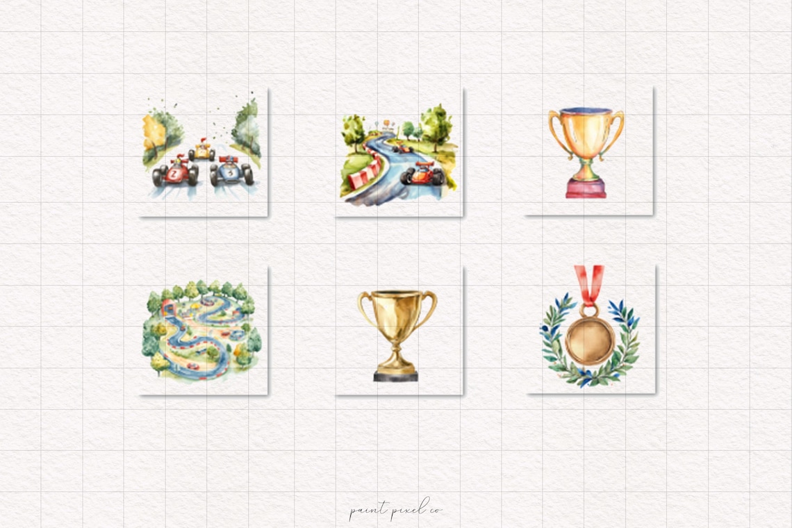 Watercolor Race Car Clipart Cute Racing Cars PNG Nursery Clipart Little ...