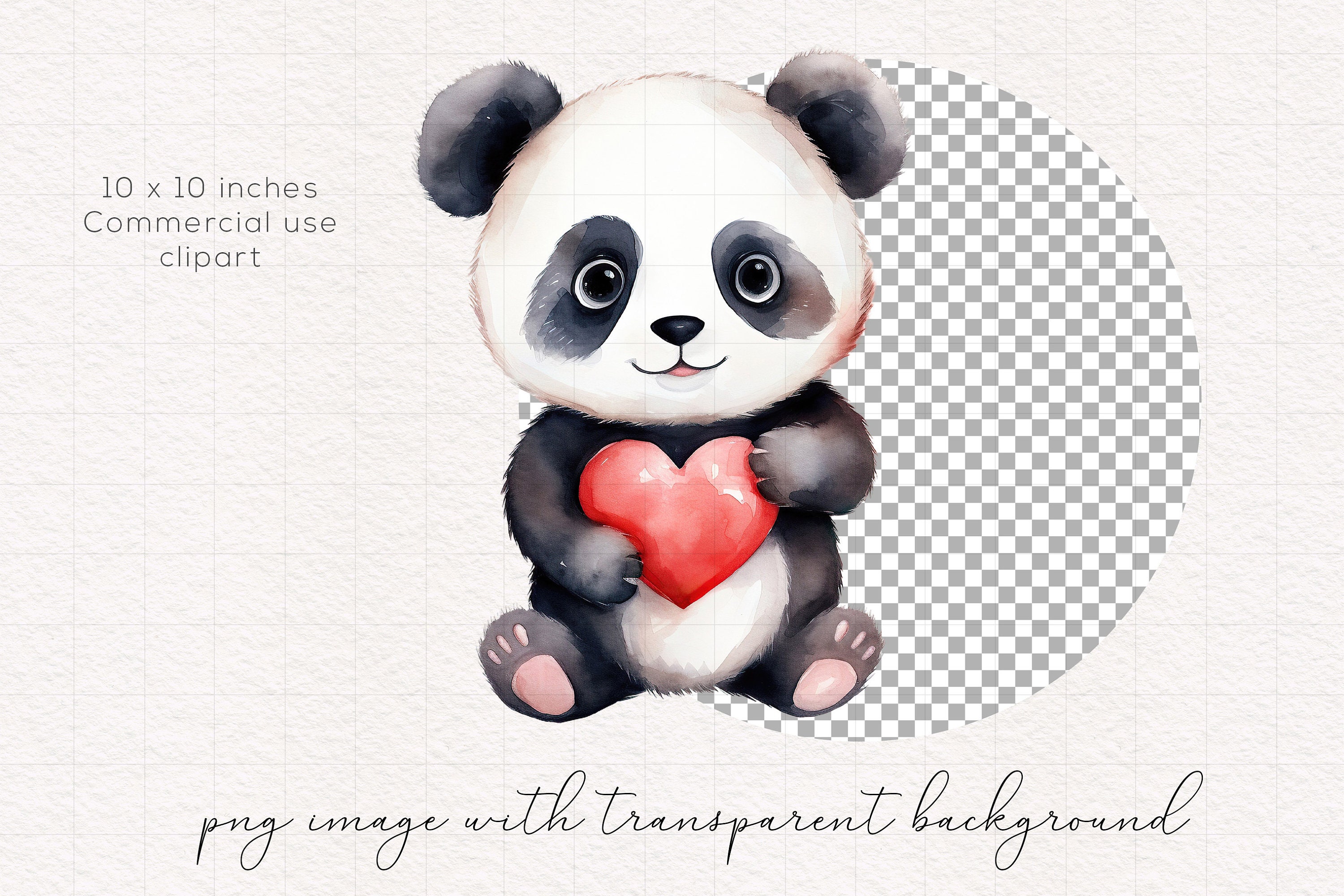 Valentine Panda Clipart PNG Watercolor Animals Lovers Day Sublimation ...