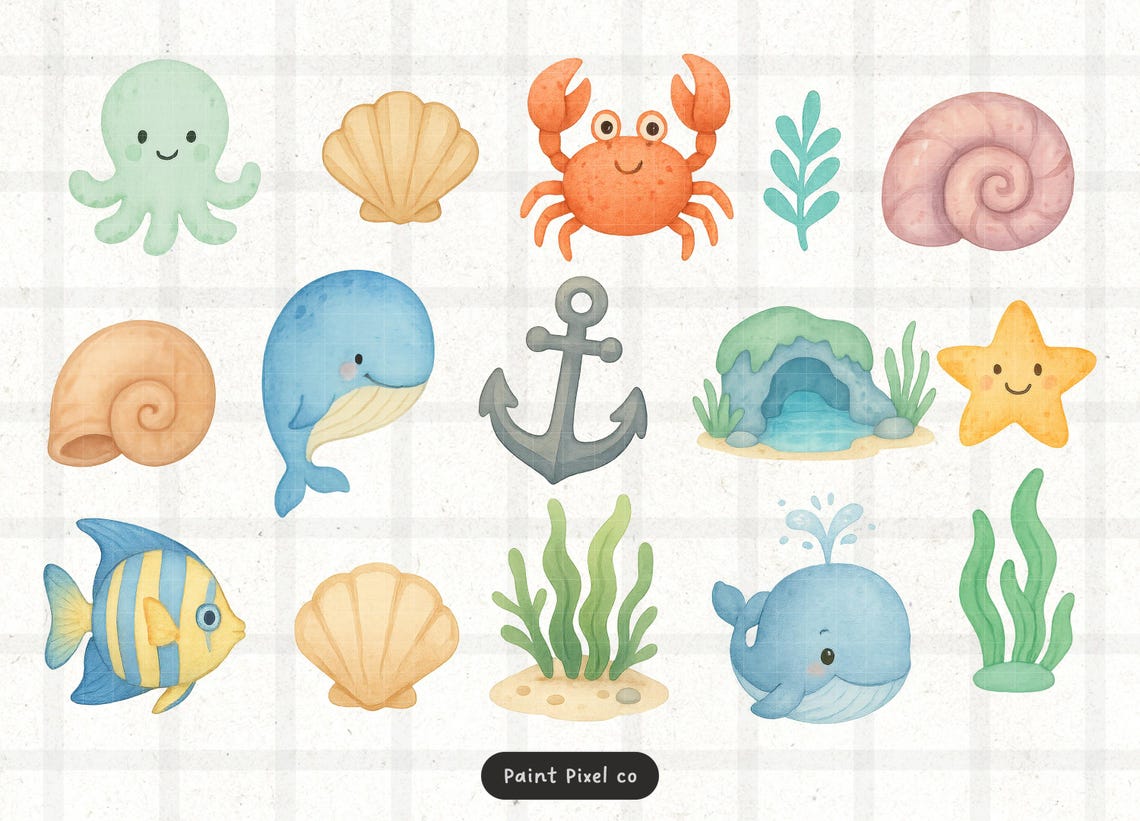 Under the Sea Clipart Bundle - Ocean Animals PNG Images (commercial Use ...