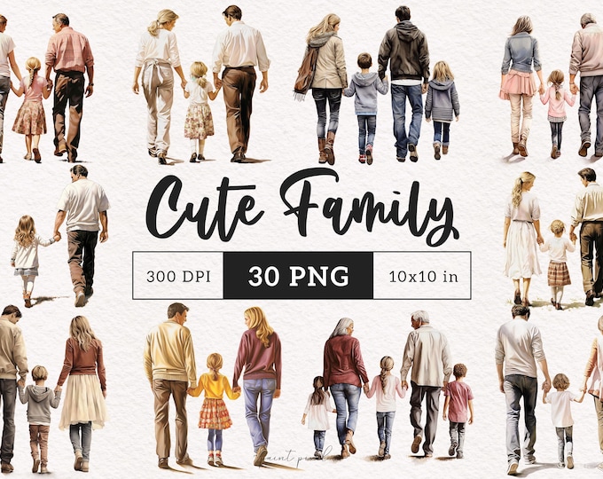 Watercolor Family Hands Clipart: Man, Woman, Baby, Kid, Family, Father ...