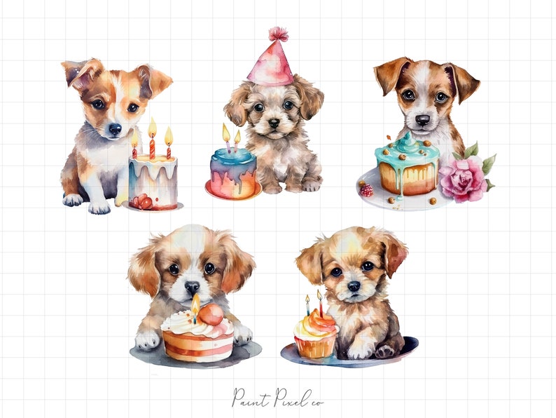 Party Dogs Clipart PNG Watercolor Birthday Pups Puppy Cute Animal Clip ...