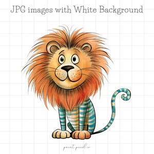 10 Quirky Lion JPG Clipart Whimsical Lion Sublimation Clip Art Funny ...