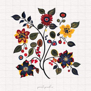 Fiesta Flowers Clipart Fiesta PNG Watercolor Clip Art Boho Illustration ...