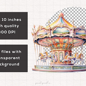 Pastel Carousel Clipart Dessert PNG Watercolor Carousel Nursery Art ...