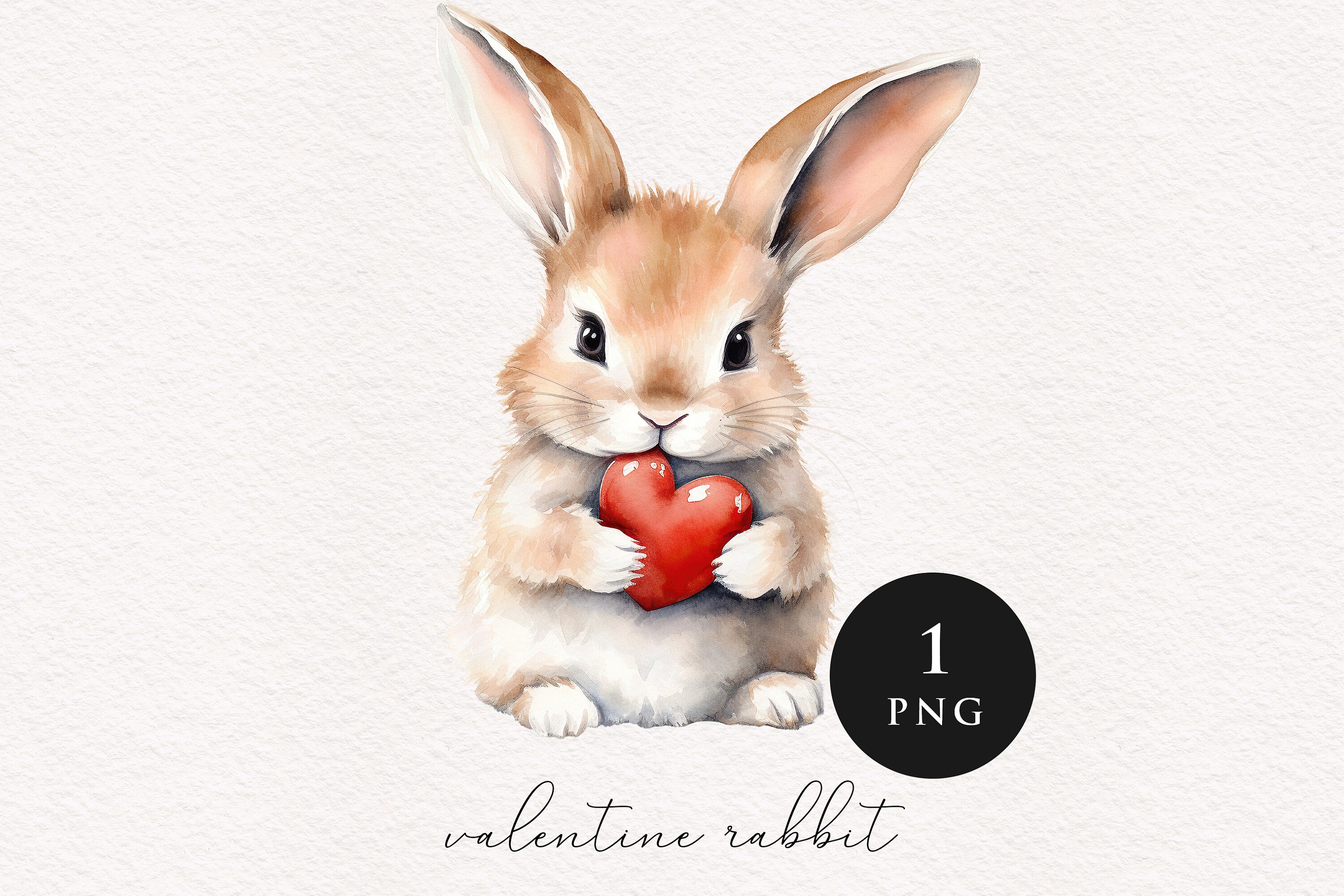 Valentine Rabbit Clipart PNG Watercolor Animals Lovers Day Sublimation ...