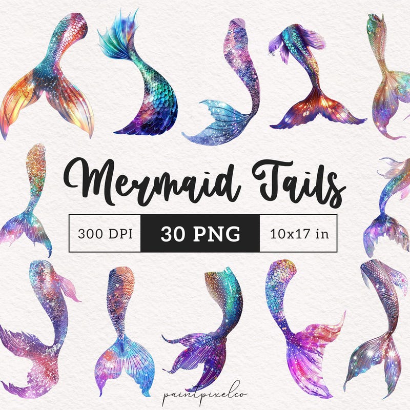 Mermaid Tail Clipart - Etsy