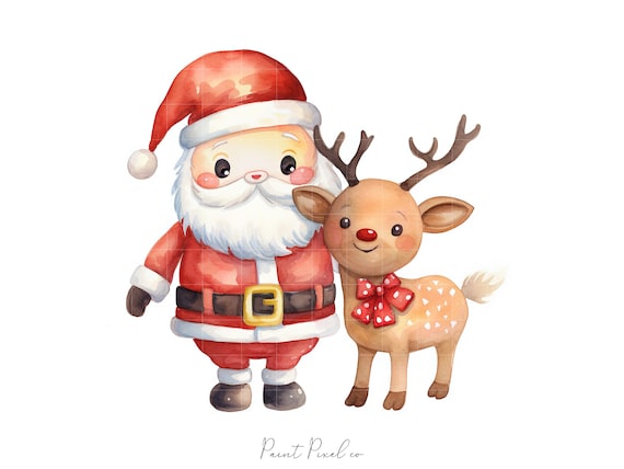 Santa And Reindeer Clipart