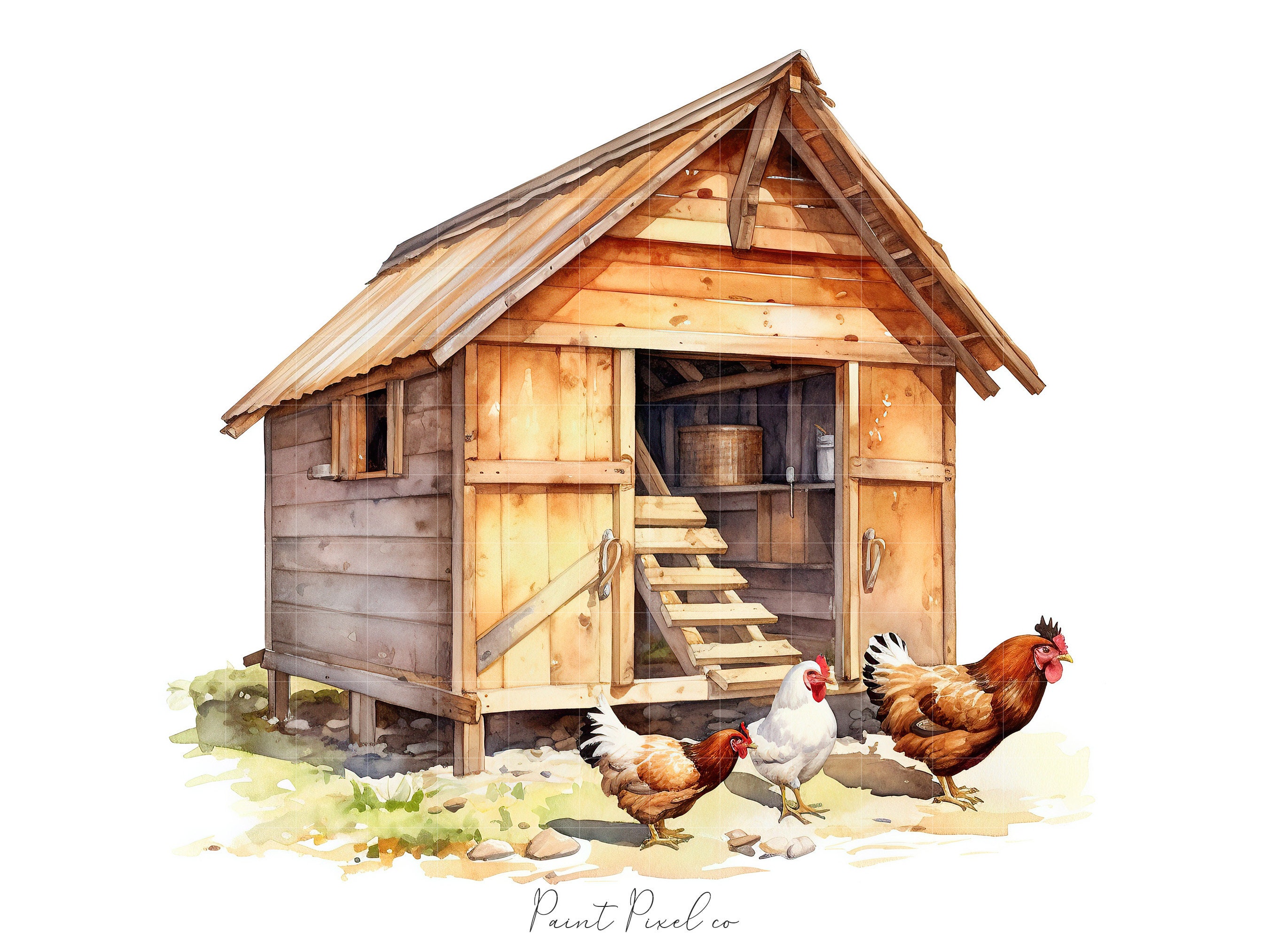 6 Farmhouse Chicken Coop Clipart Clipart High Quality Jpgs Hen - Etsy