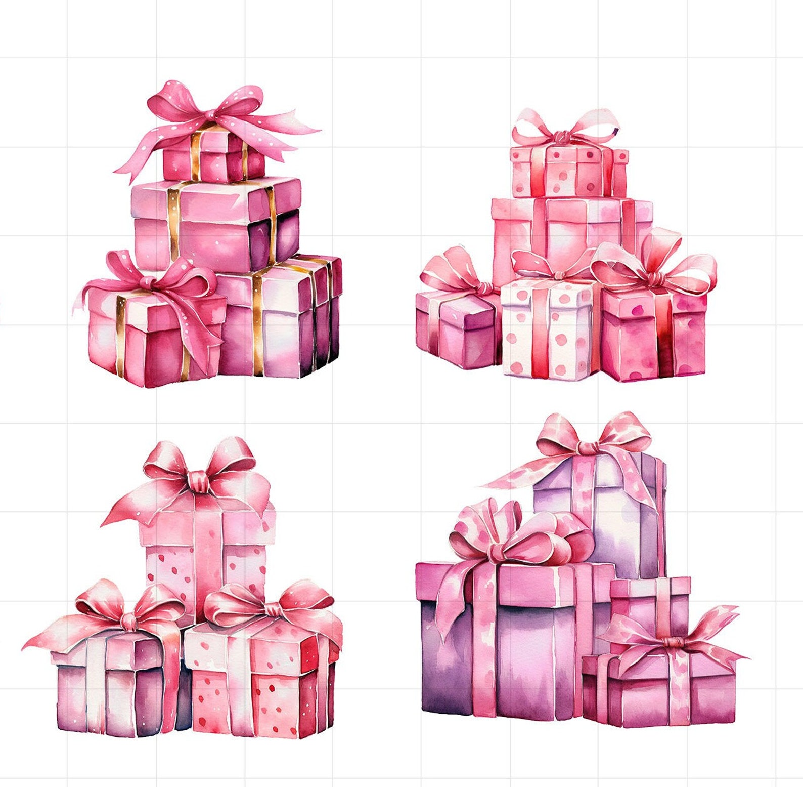 Pink Presents Clipart PNG Gifts Holiday Clip Art Cute Pastel - Etsy