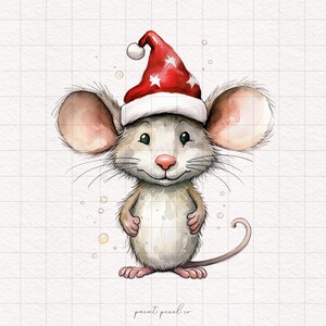 8 Quirky Christmas Mouse Clipart Whimsical Funny Animals Silly Holiday ...