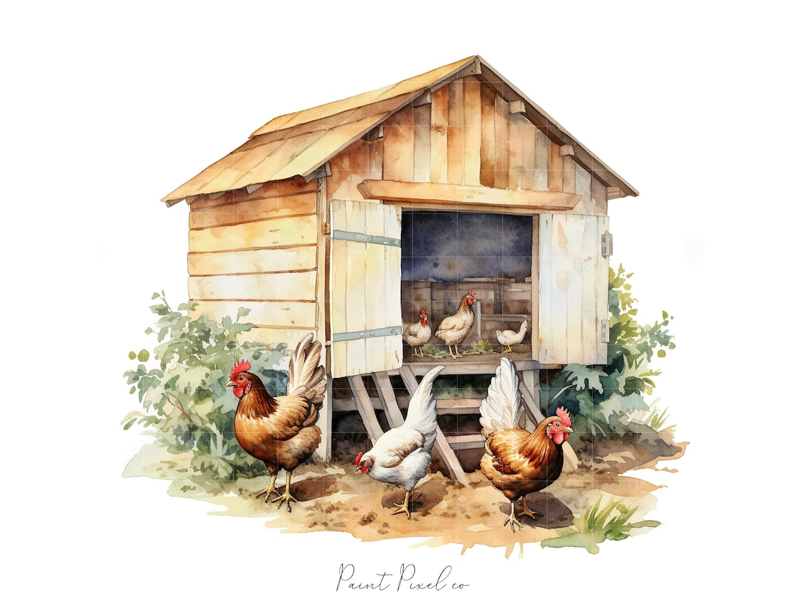 6 Farmhouse Chicken Coop Clipart Clipart High Quality Jpgs Hen - Etsy