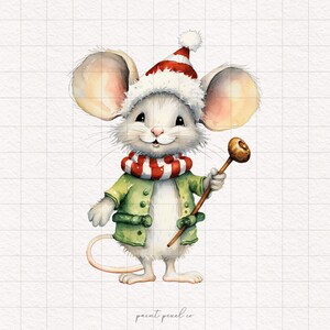 8 Quirky Christmas Mouse Clipart Whimsical Funny Animals Silly Holiday ...