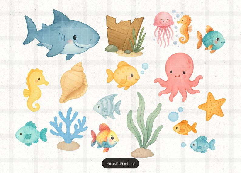 Under the Sea Clipart Bundle - Ocean Animals PNG Images (commercial Use ...