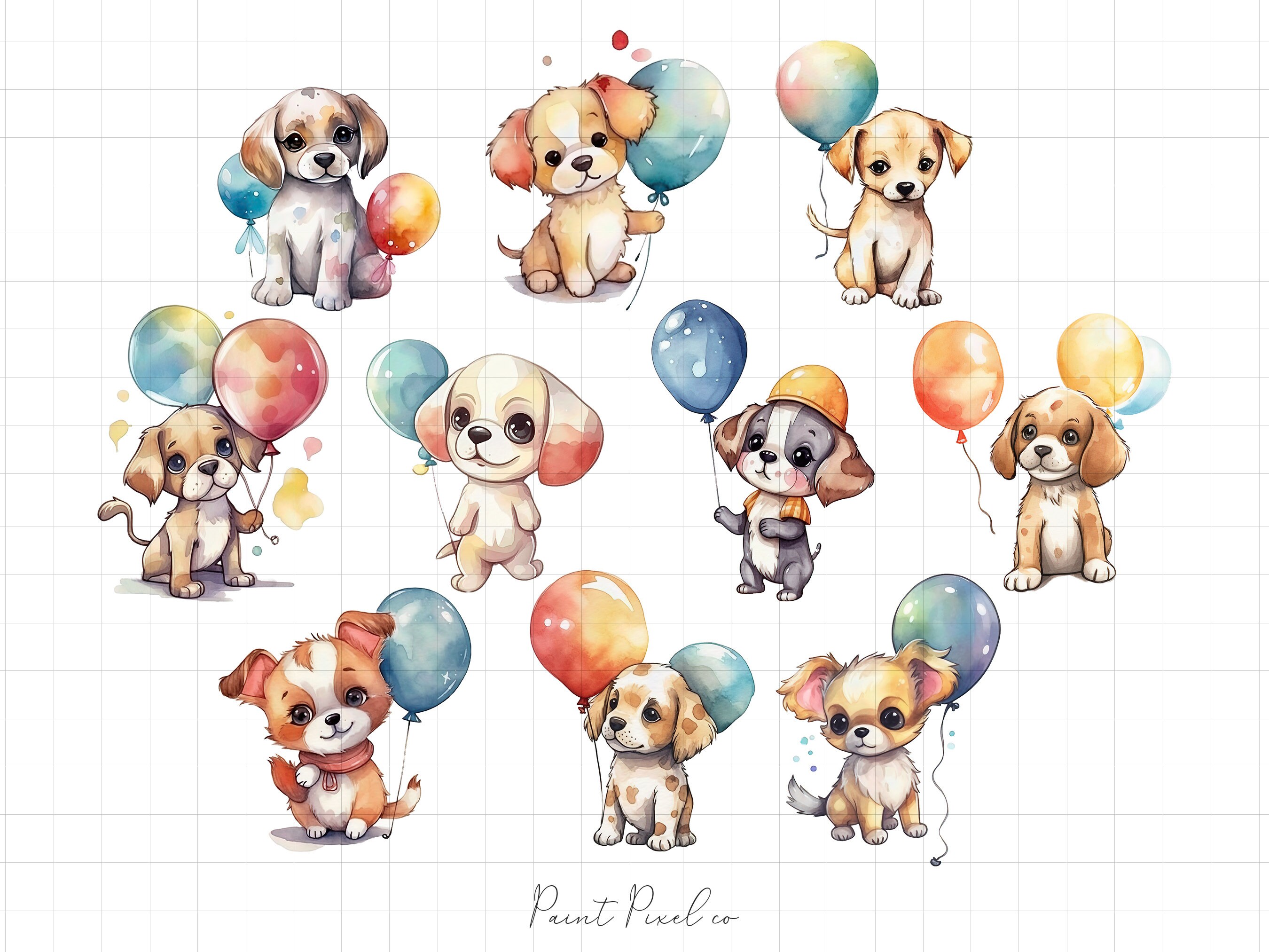 Party Dogs Clipart PNG Watercolor Birthday Pups Puppy Cute Animal Clip ...