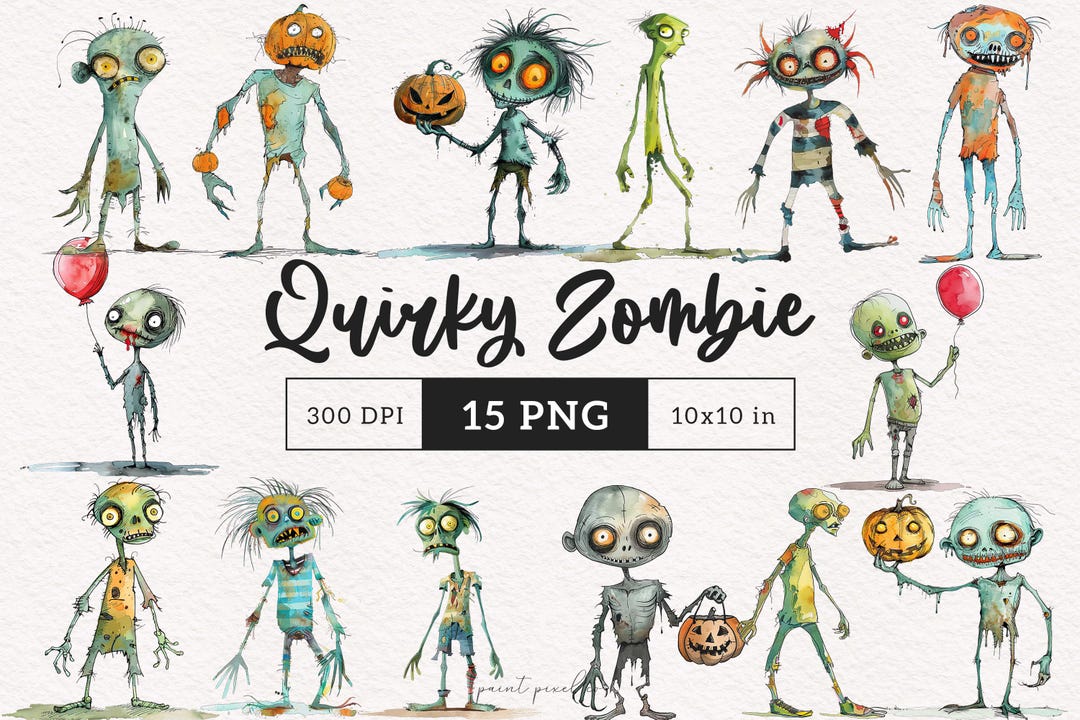 Quirky Zombie PNG Scary Halloween Zombie Clipart Whimsical Funny Zombie ...