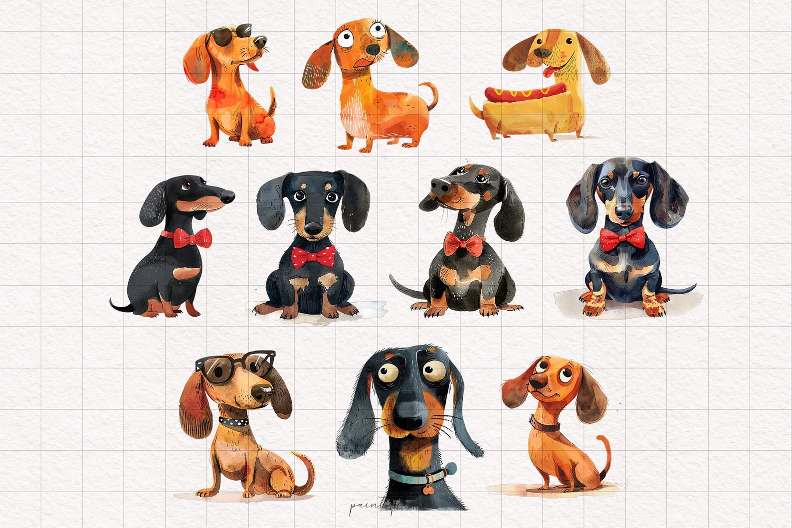 Quirky Dachshund Clipart Dash PNG Whimsical Puppy Sublimation Clip Art ...