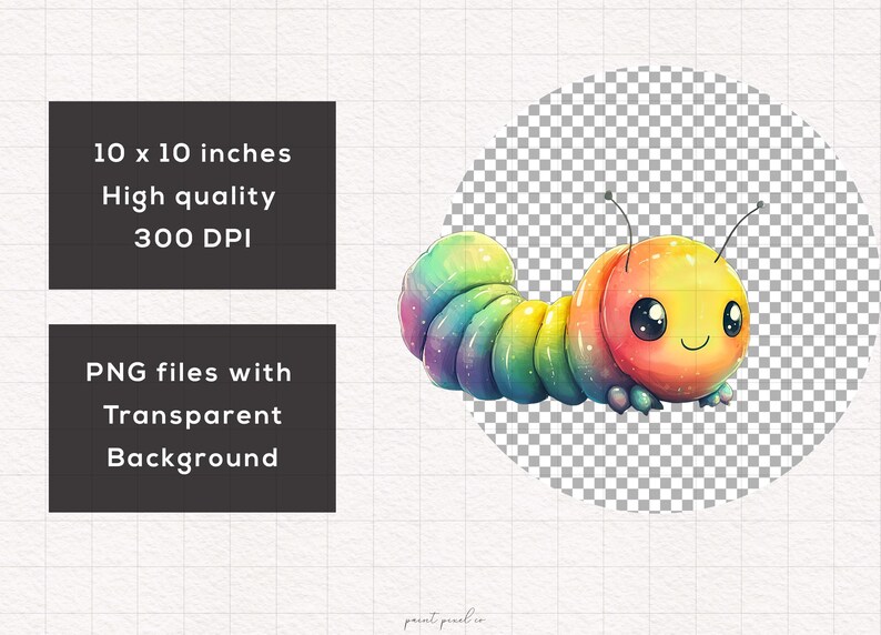 Cute Caterpillar Clipart Whimsical Rainbow Caterpillar PNG Tshirt ...