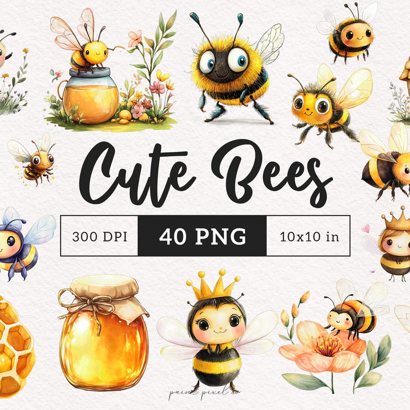 Cartoon Bee Watercolor - Etsy