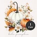 Boho Fall Pumpkin Clipart Floral Pumpkins Bouquets PNG Bohemian Autumn ...