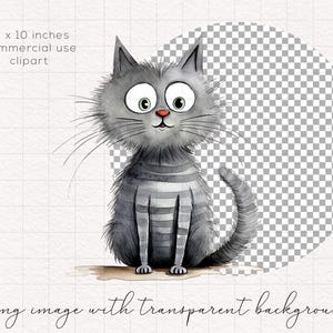 Quirky Cat Clipart PNG Whimsical Kitten Sublimation Clip Art Cute ...
