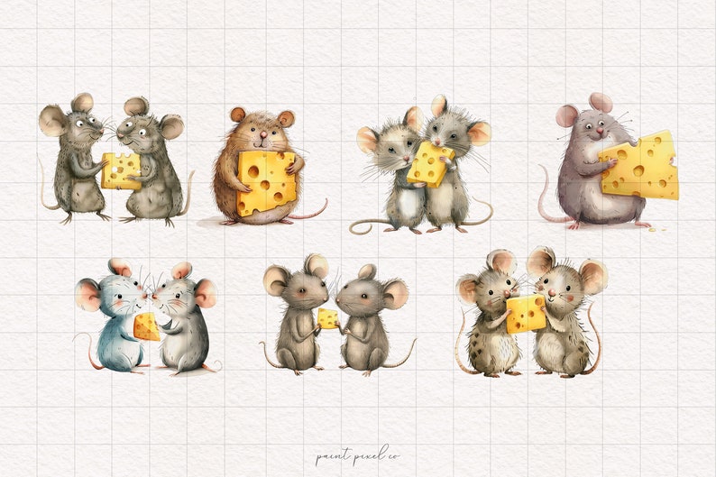 Quirky Mouse and Cheese Clipart Hilarious Mice PNG Whimsical Mouse ...