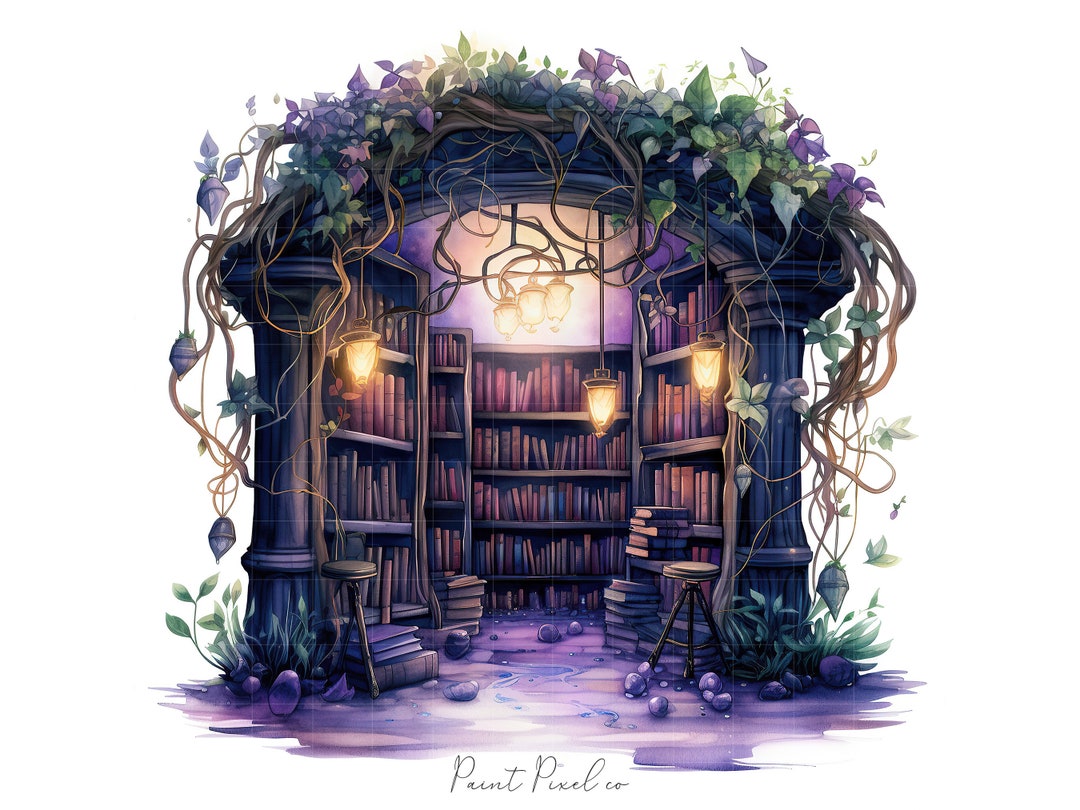 11 Watercolor Gothic Library Witchcraft Clipart High Quality Jpgs ...