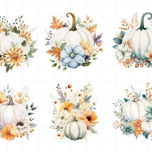 Boho Fall Pumpkin Clipart Floral Pumpkin Bouquets PNG Bohemian Autumn ...