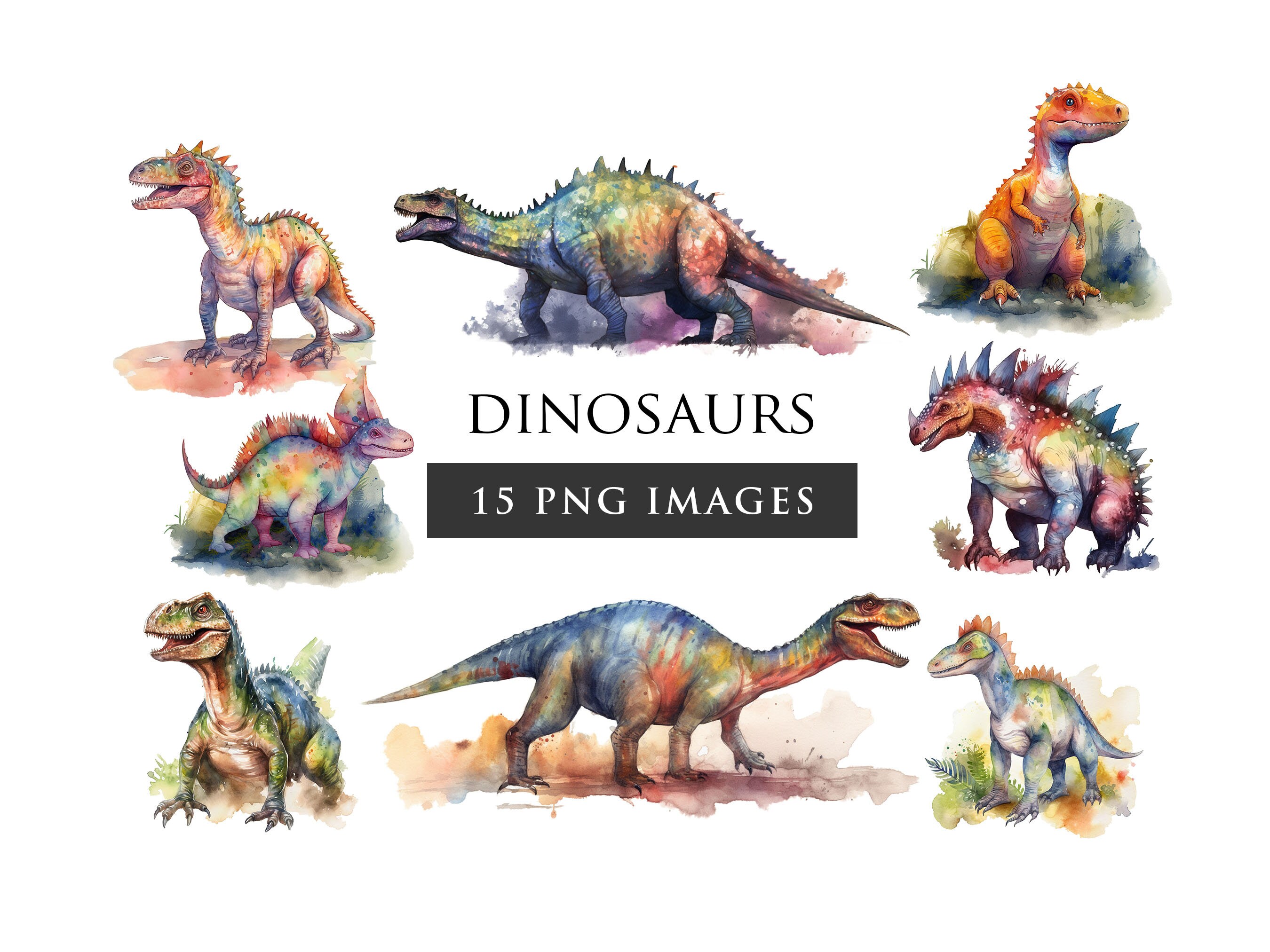 Dinosaur PNG Dino Clipart T-rex Watercolor Dinosaur - Etsy
