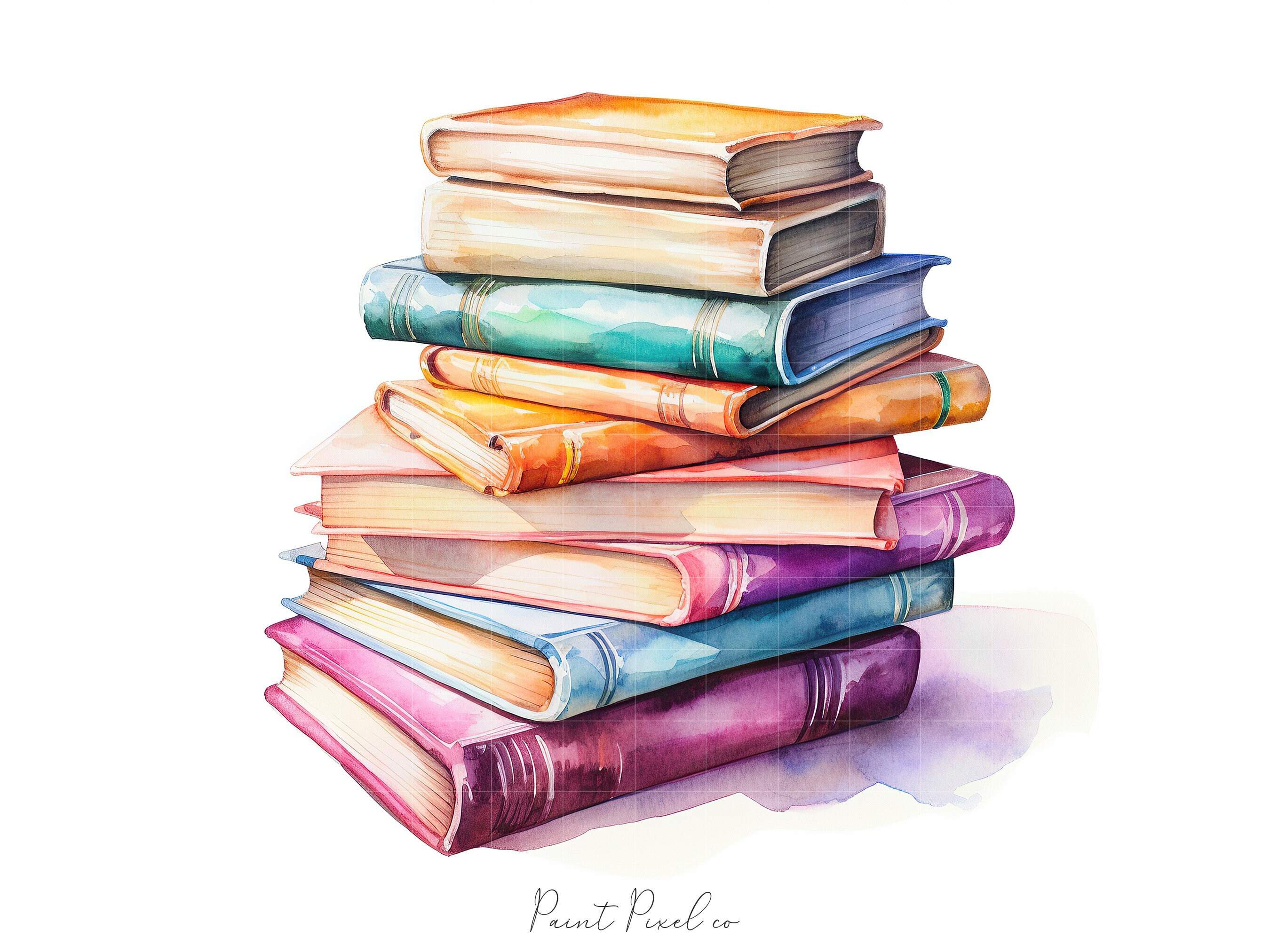 12 Watercolor Book Clipart High Quality Jpgs Boho Colorful - Etsy