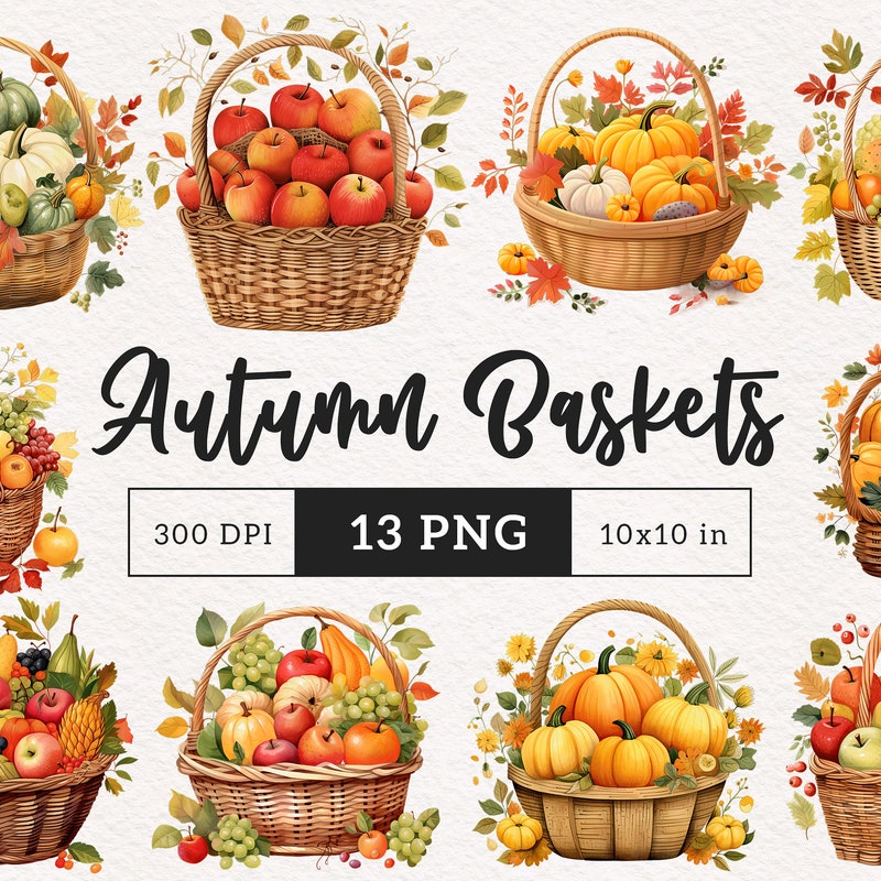 Apple Basket Clipart - Etsy