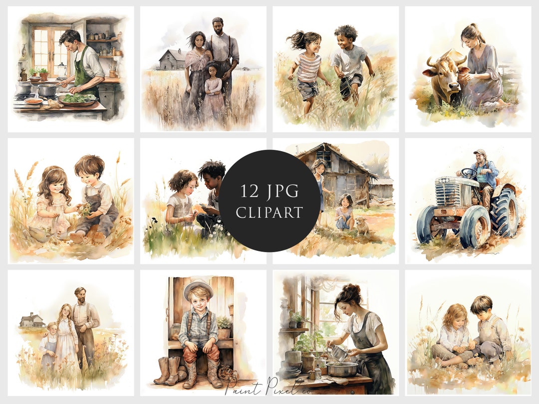 Farmhouse People Clipart Clipart High Quality Jpgs Farmers Family Kids ...