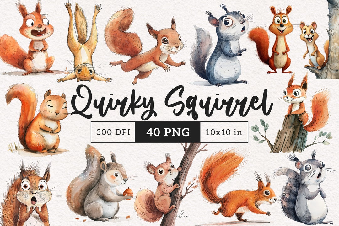 Quirky Squirrel PNG Funny Squirrel Clipart Silly Woodland Animals ...