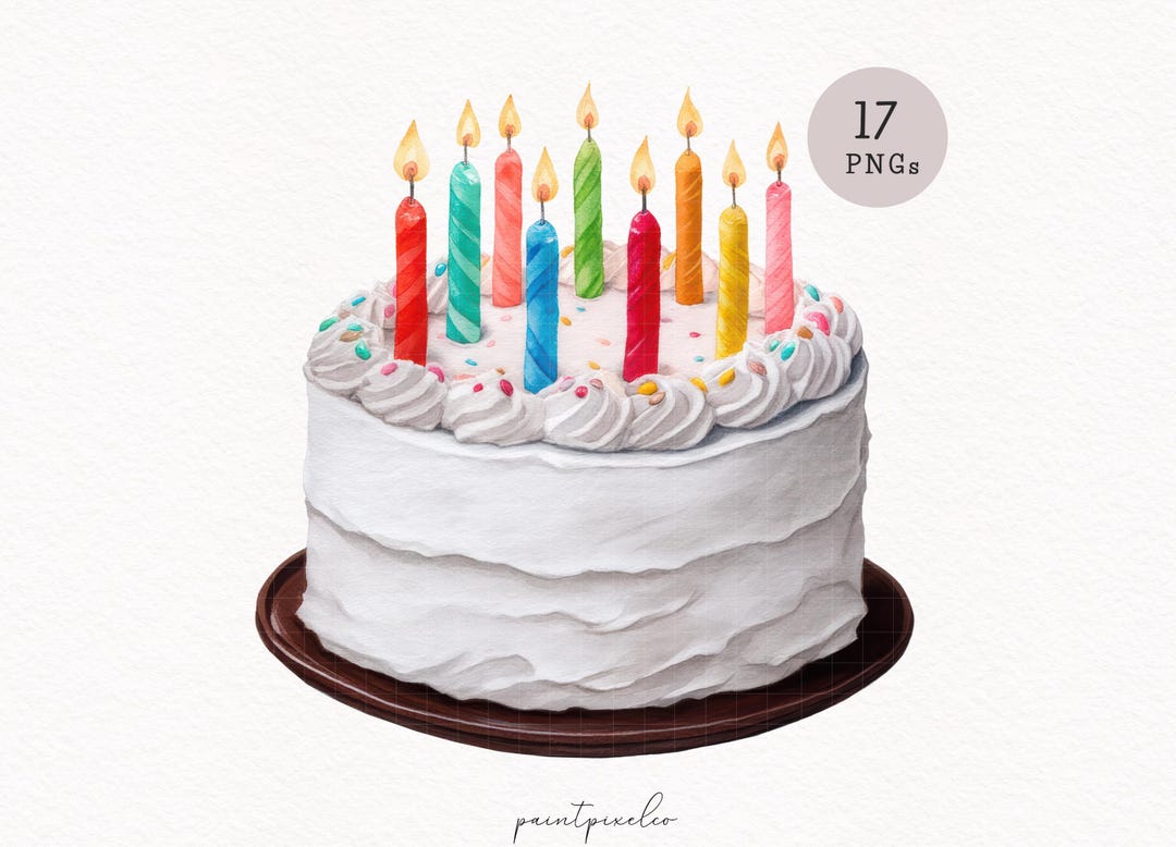 17 Rainbow Birthday Cake Clipart Colorful Happy Birthday Decor PNG ...