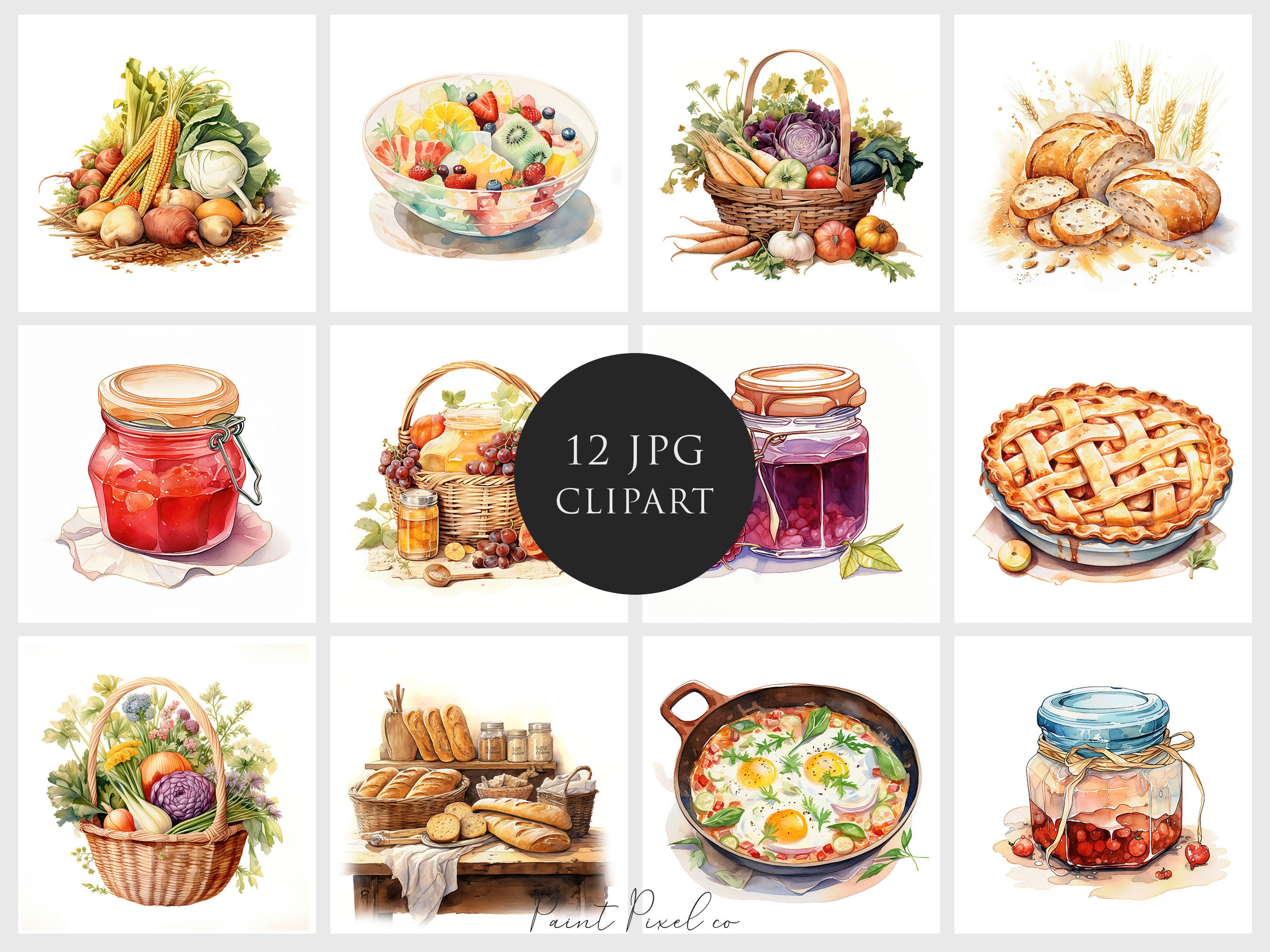 Rustic Farmhouse Food Clipart High Quality Jpgs Country Kitchen Clip ...