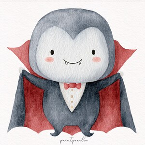 20 Cute Vampire Halloween Clipart Watercolor Spooky Vampires Cute ...