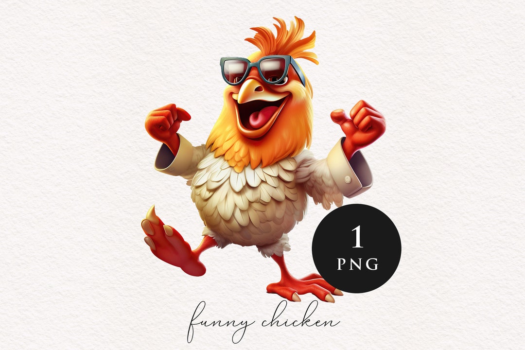 Funny Chicken Clipart PNG Cute Hen Rooster Clip Art Cartoon Bird 3d ...