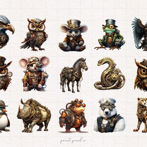 Steampunk Animals Clipart Steampunk PNG Whimsical Ephemera Animals Junk ...