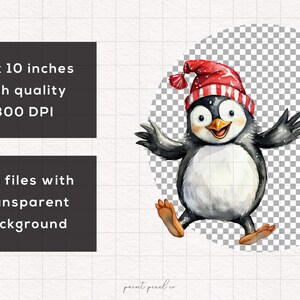 Quirky Christmas Penguin Clipart Whimsical Penguin Funny Arctic Animals Silly Holiday ...