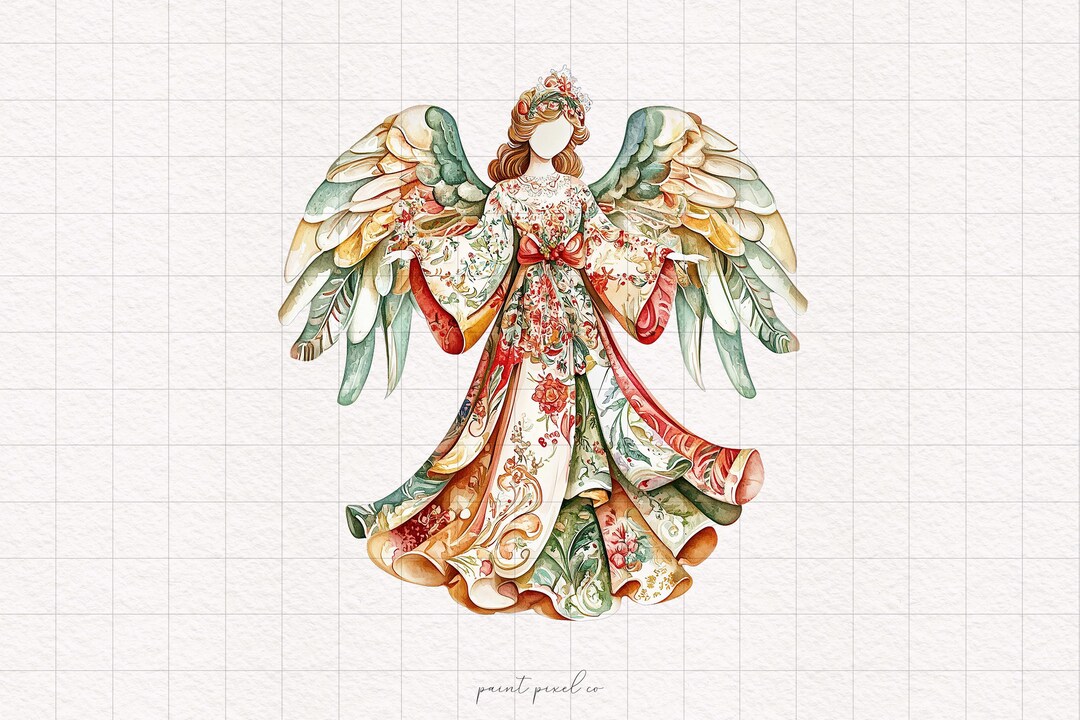 4 Christmas Toile Angel Clipart Holiday Chinoiserie Angel PNG Winter ...