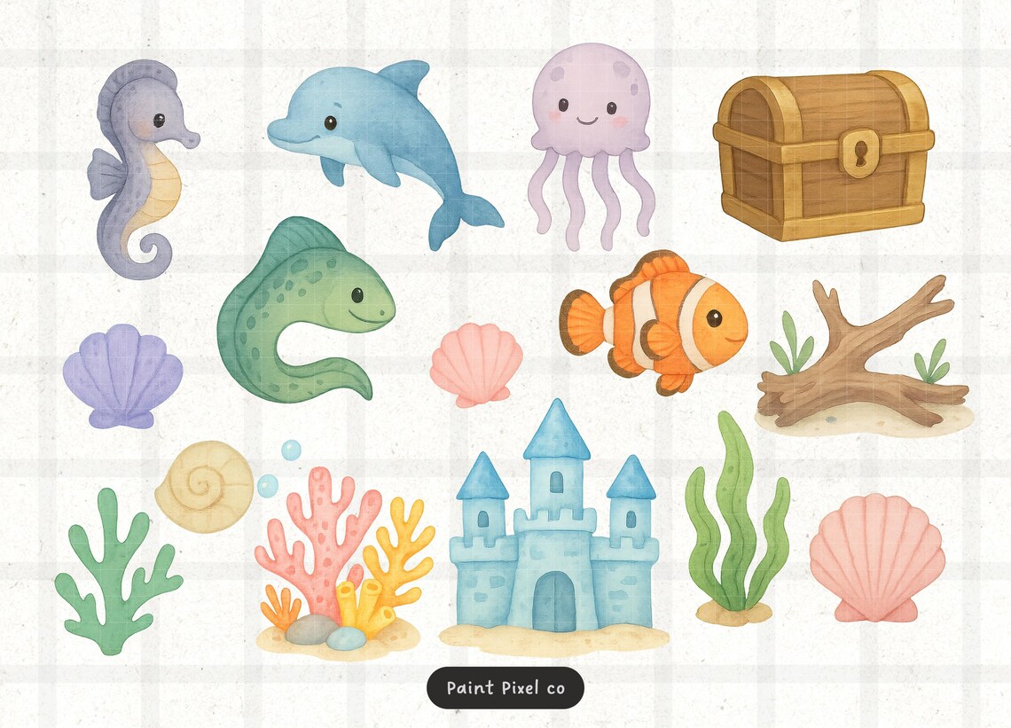 Under the Sea Clipart Bundle - Ocean Animals PNG Images (commercial Use ...