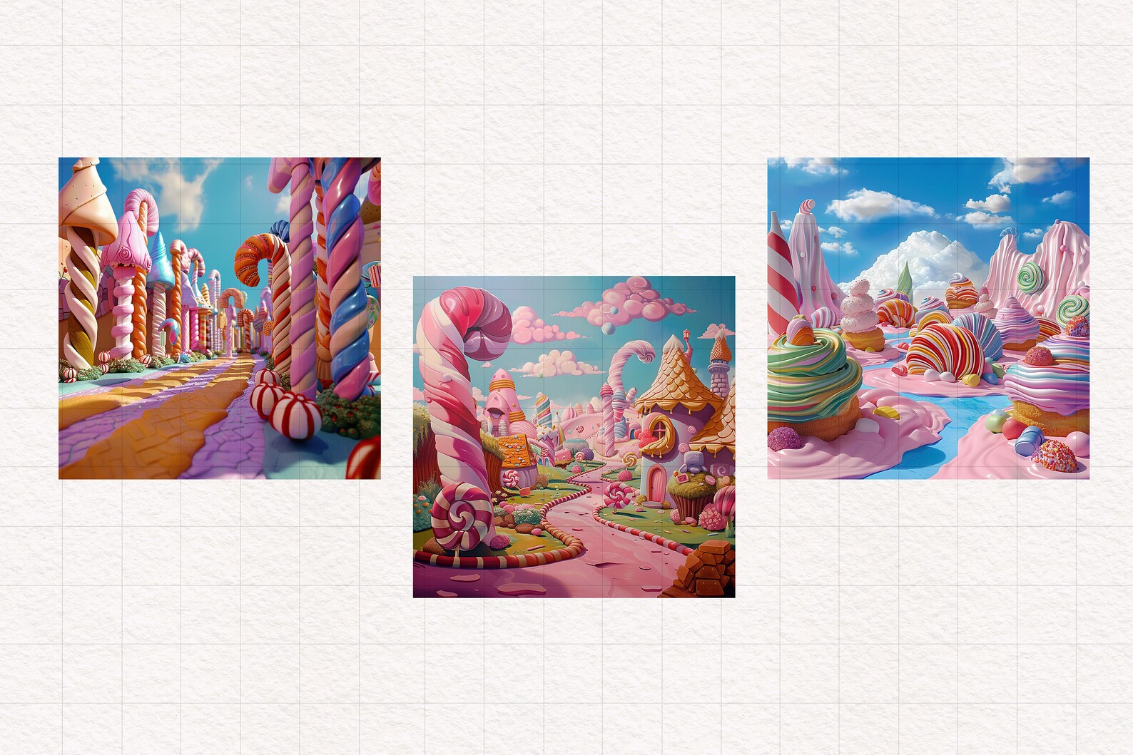 Candyland Digital Paper PNG Fantasy Ephemera Background Sweet Landscape ...